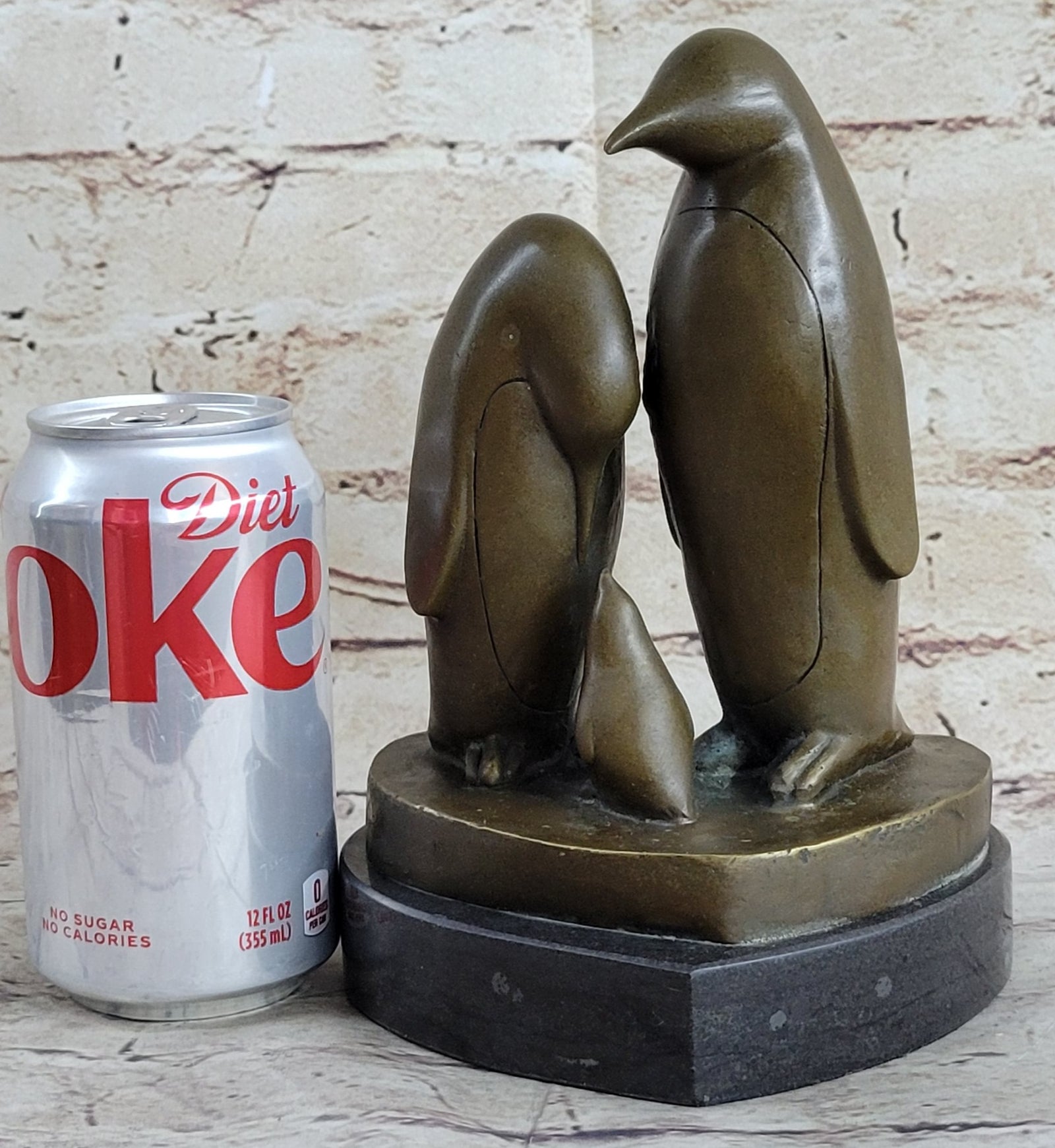 EMPEROR PENGUIN & FAMILY ART BRONZE STATUE SCULPTURE FIGURE FIGURINE ...