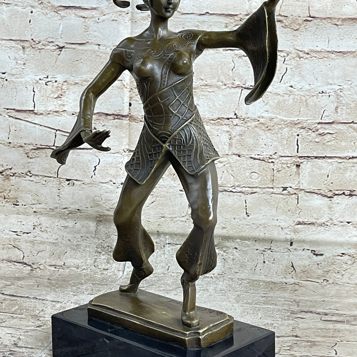 Signed Bronze Sculpture Art Deco Dimitri Chiparus Footsteps Figurine 3 ...