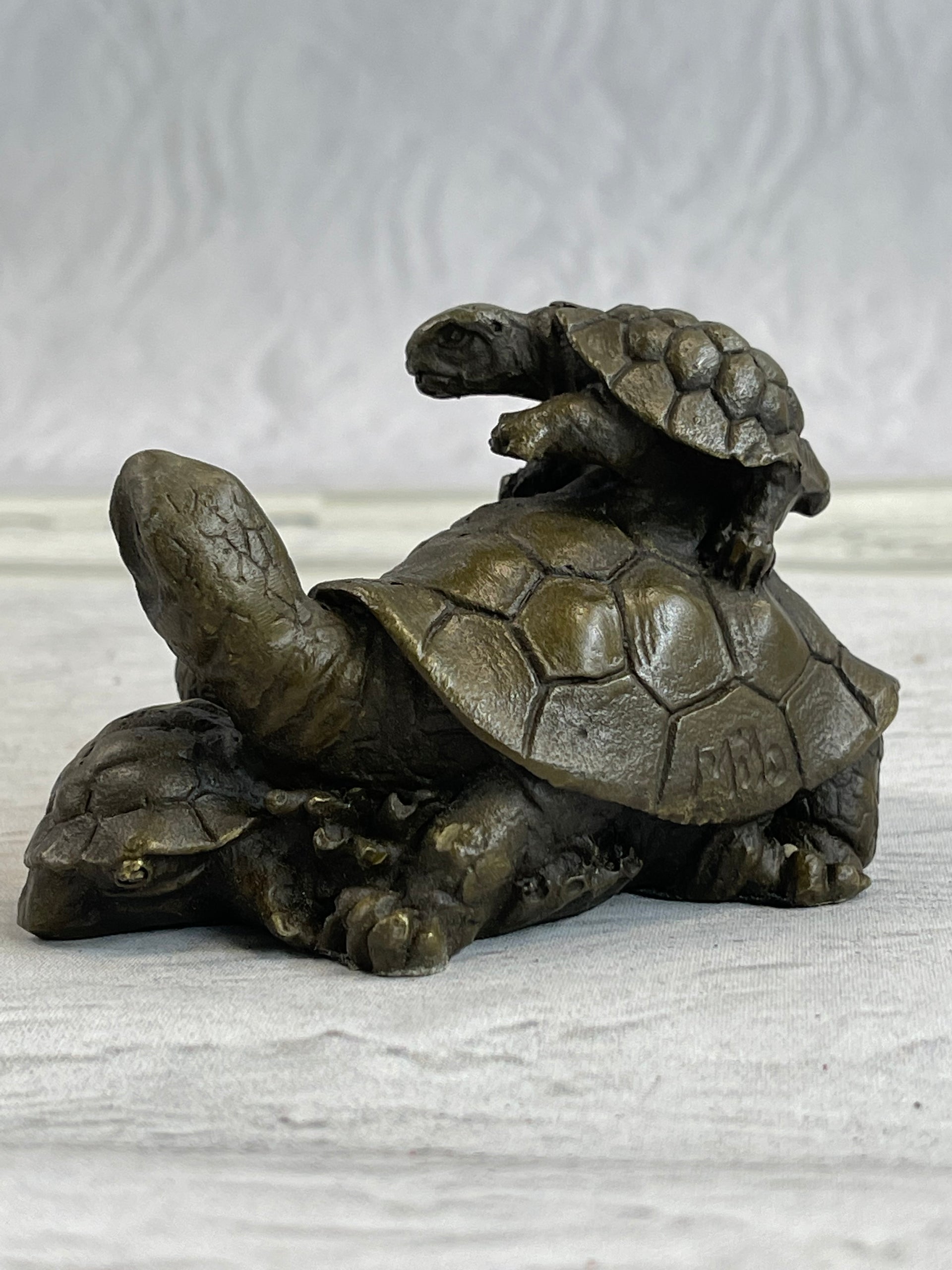 Original Mother Turtle with Baby hatchling Bronze Sculpture Reptile Se ...