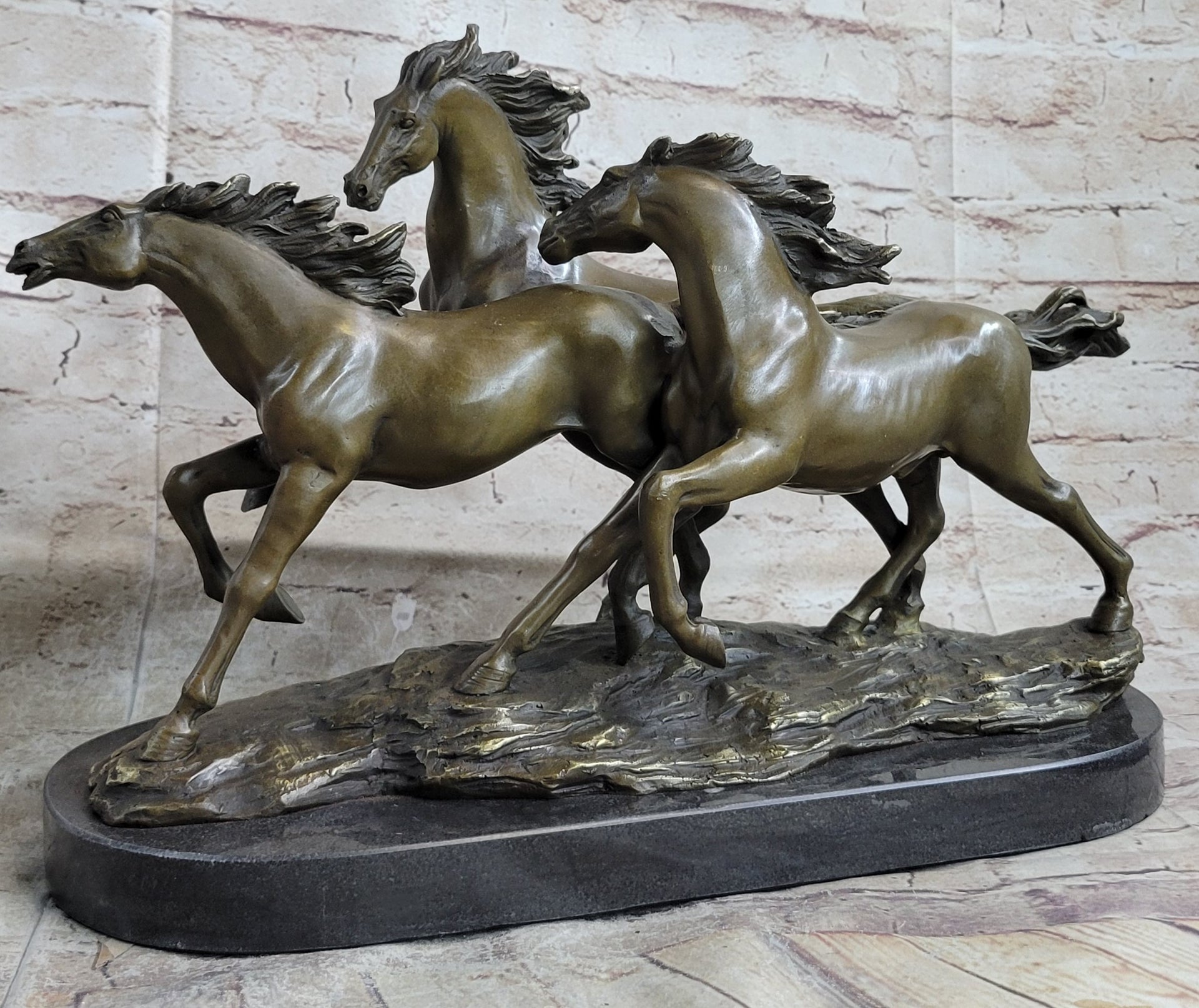Bronze Marble Statue Wild Horse Galloping Mustang Ranch Hot Cast Marbl ...