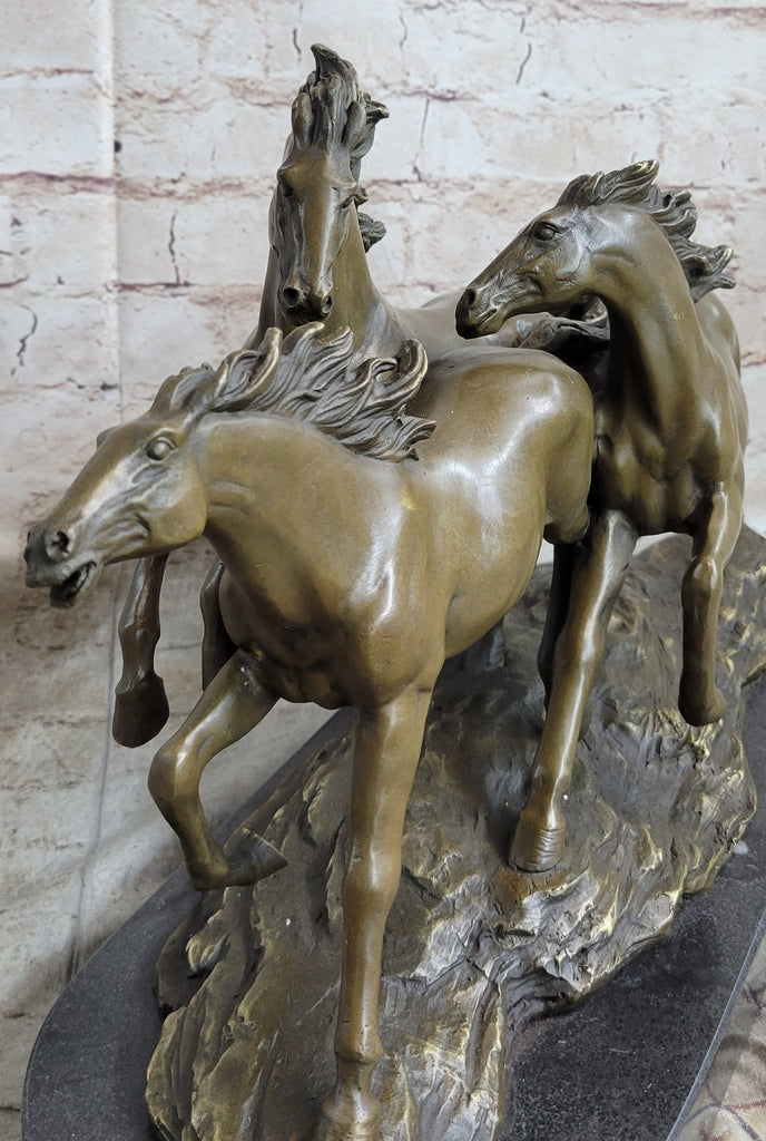Bronze Marble Statue Wild Horse Galloping Mustang Ranch Hot Cast Marbl ...