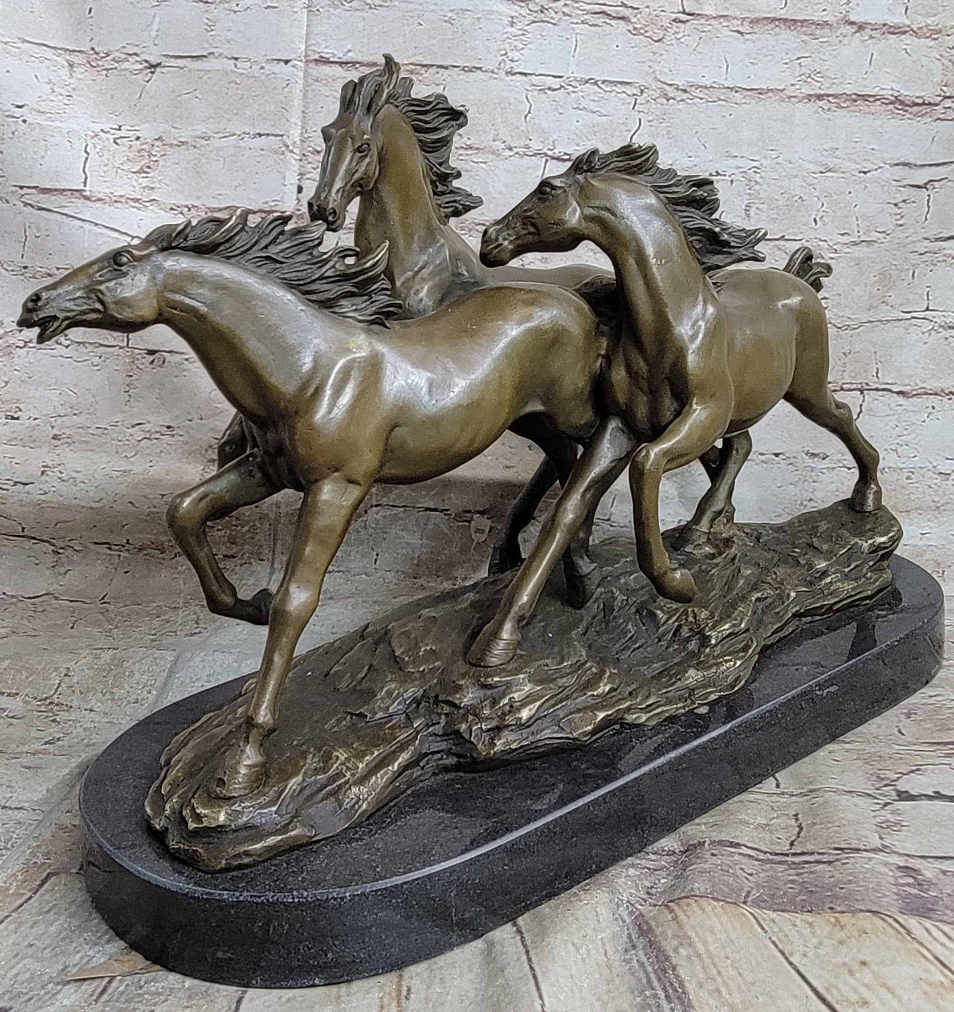 Bronze Marble Statue Wild Horse Galloping Mustang Ranch Hot Cast Marbl ...