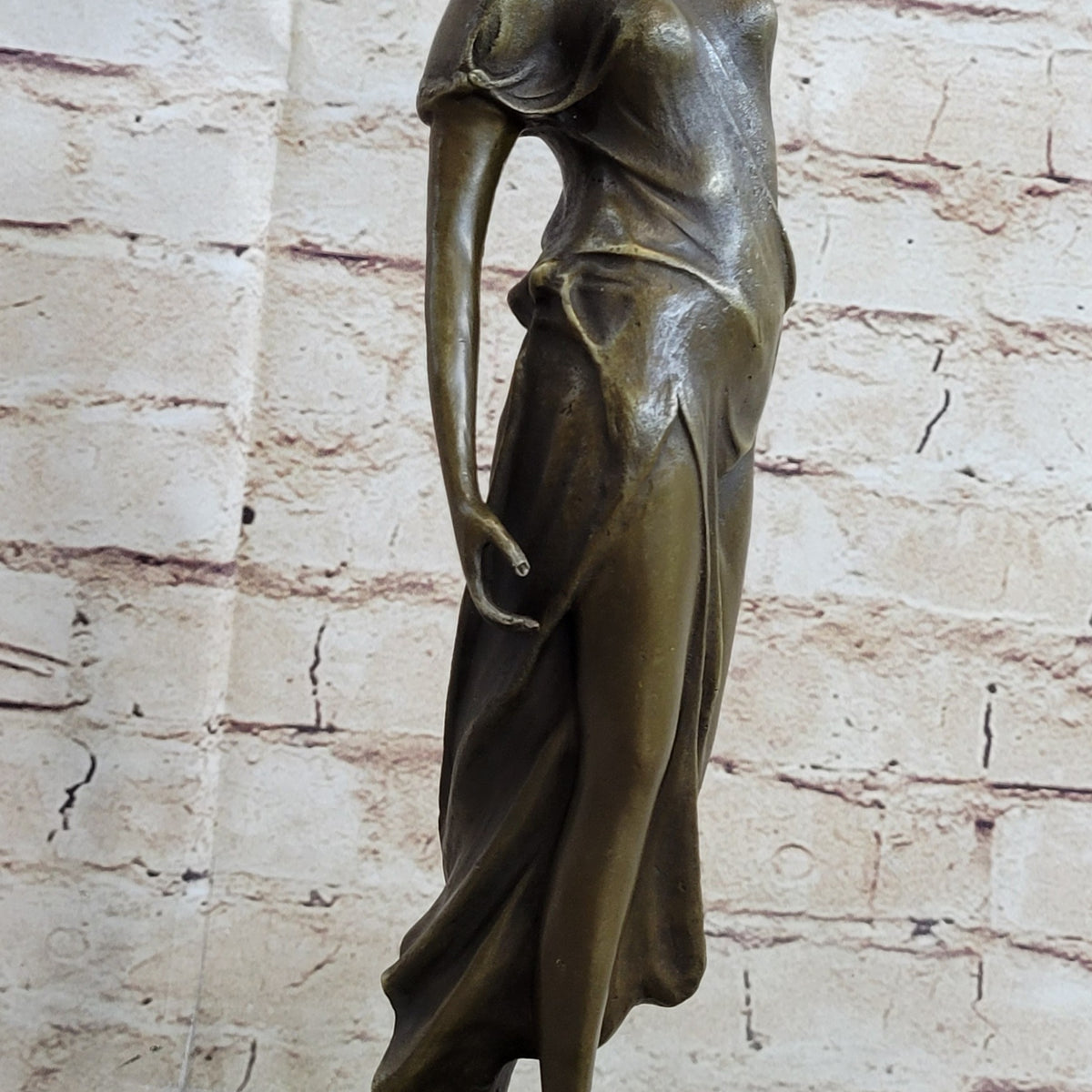 Victorian Girl Signed Sculpture Elegant Art Nouveau Bronze Statue Figu ...