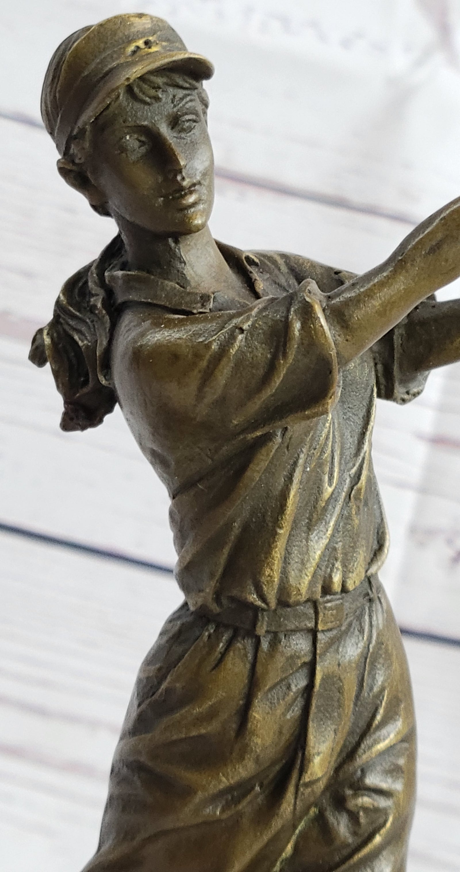 Bronze Statue Vintage Golfer Golf Female Golfing Trophy Sculpture Marb ...