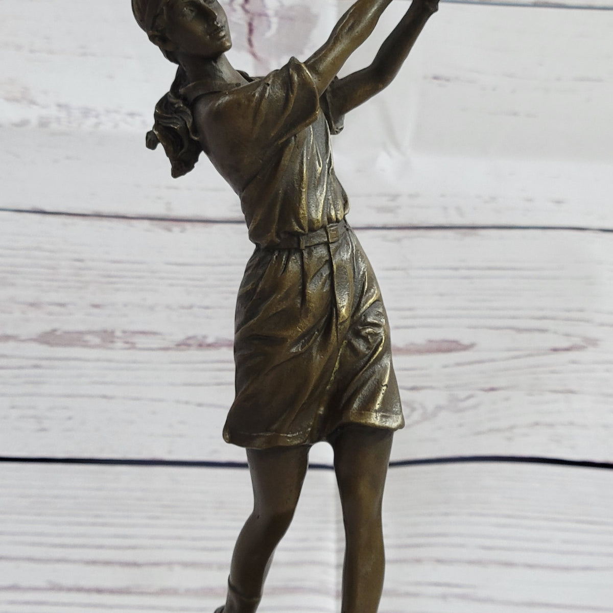 Bronze Statue Vintage Golfer Golf Female Golfing Trophy Sculpture Marb ...
