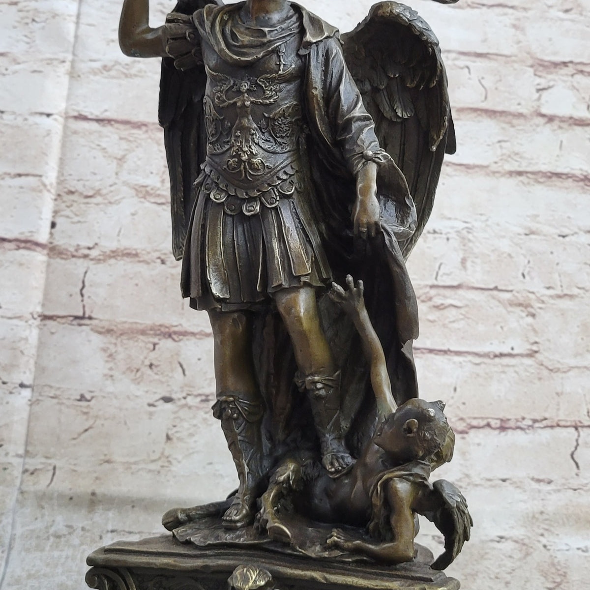 Saint Michael Archangel Slaying Lucifer Devil Religious Art Bronze Scu ...