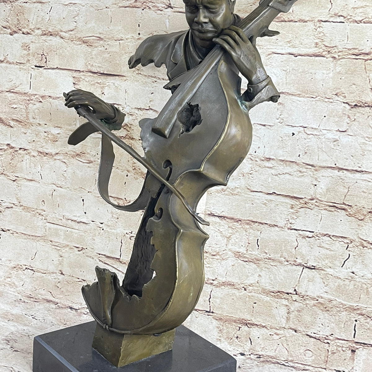 Cello Player Bronze Sculpture Musician Marble Figurine Figure Classica ...