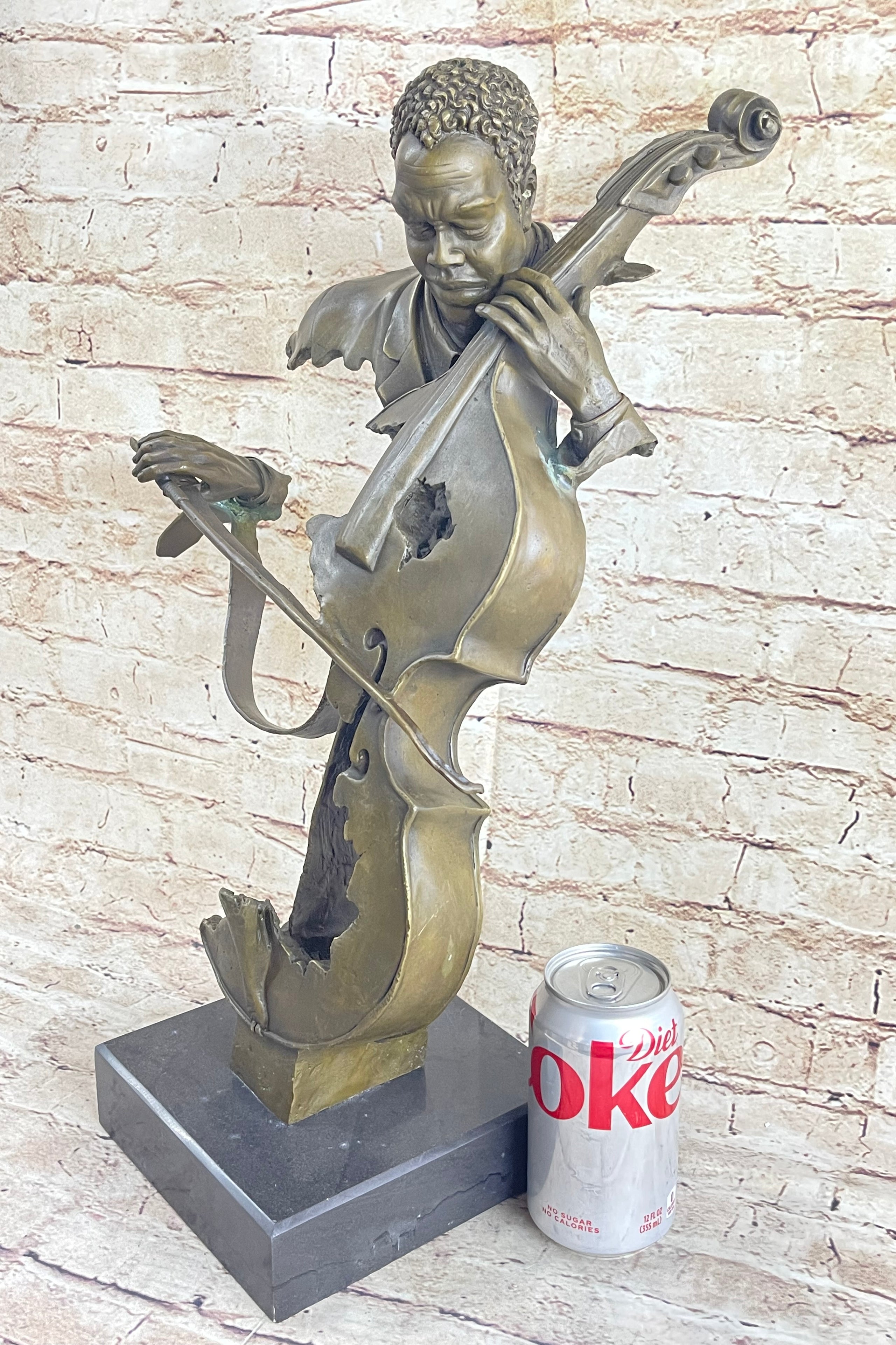 Cello Player Bronze Sculpture Musician Marble Figurine Figure Classica ...