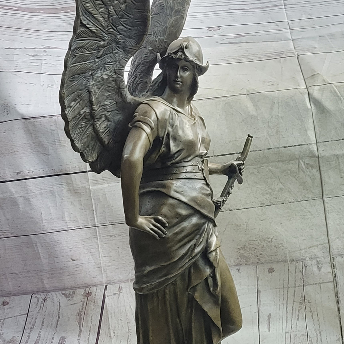 Winged Warrior Angel Archangel w/ Sword Bronze Statue Sculpture Figure ...
