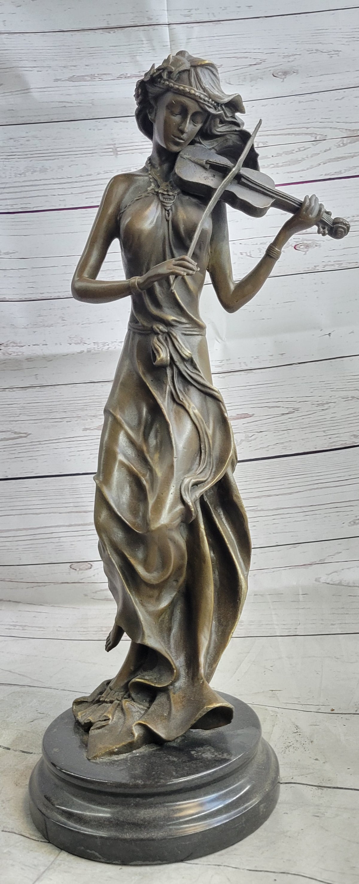 Female Violinist Violin Player Musician Bronze Sculpture Statue Figure ...