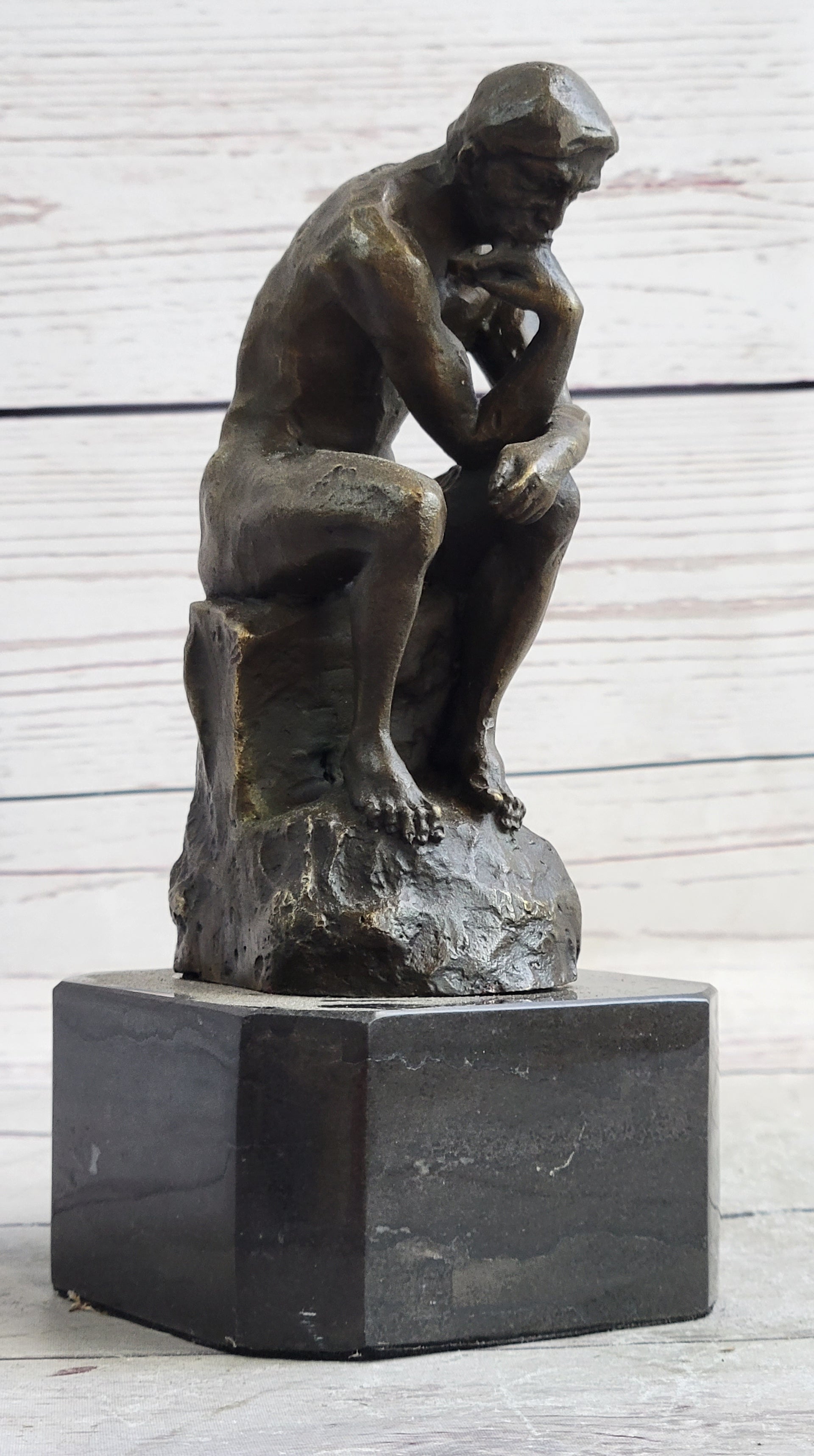 The Thinker Thinking Man by Auguste Rodin Bronze Sculpture Statue Figu ...