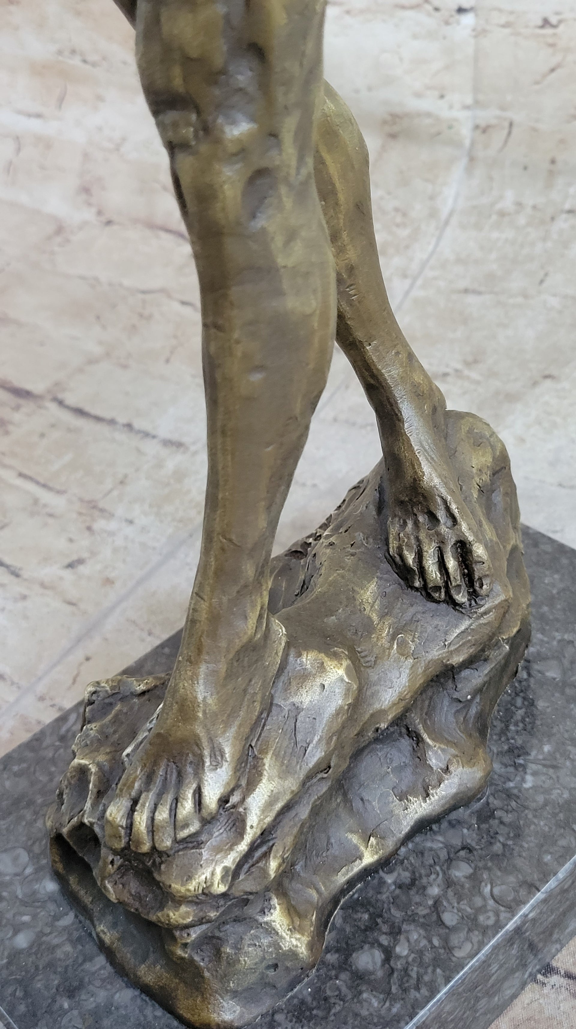 Famous Rodin Adam Bronze Sculpture Marble Base Statue Figurine Reprodu ...