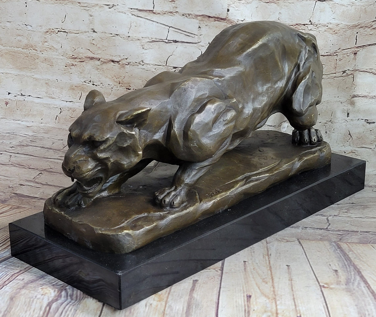 Handmade BRONZE SCULPTURE LION PANTHER TIGER PUMA COUGAR CAT STATUE AF ...