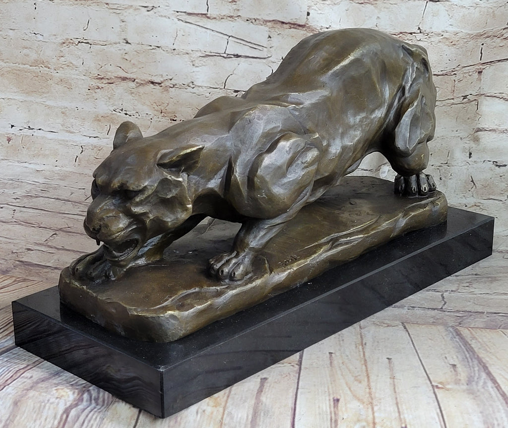 Handmade BRONZE SCULPTURE LION PANTHER TIGER PUMA COUGAR CAT STATUE ...