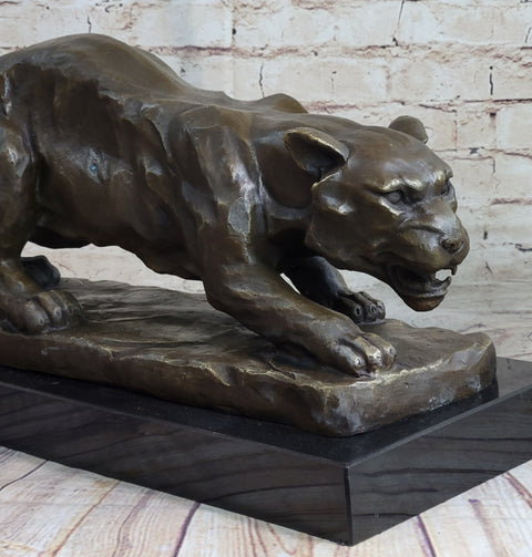 Handmade BRONZE SCULPTURE LION PANTHER TIGER PUMA COUGAR CAT STATUE AF ...