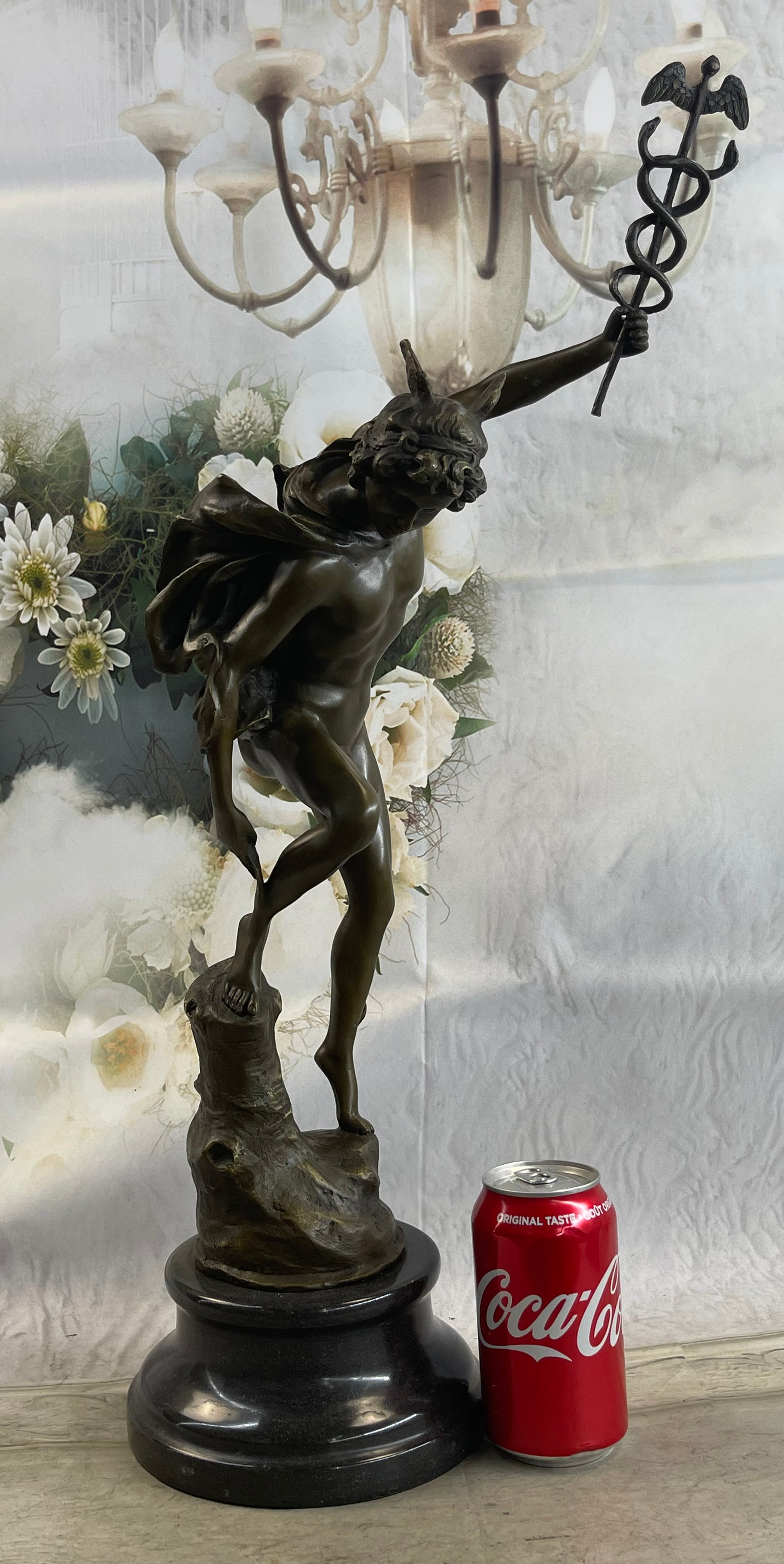 20.5''H BRONZE STATUE OF FLYING MERCURY BRONZE SCULPTURE SIGNED ...