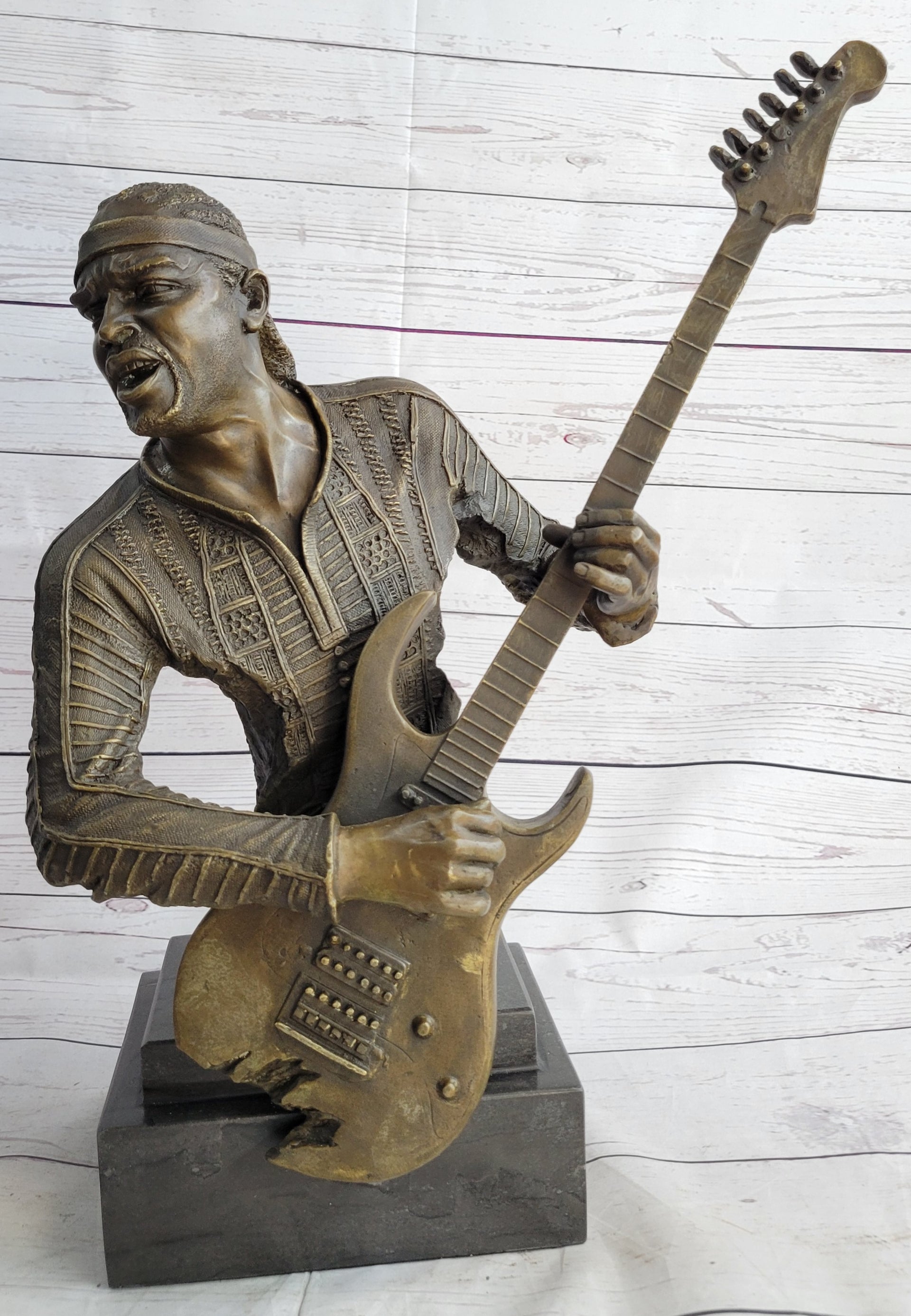 Extra Large Jimmy Hendrix playing his Guitar Handcrafted Collectible ...