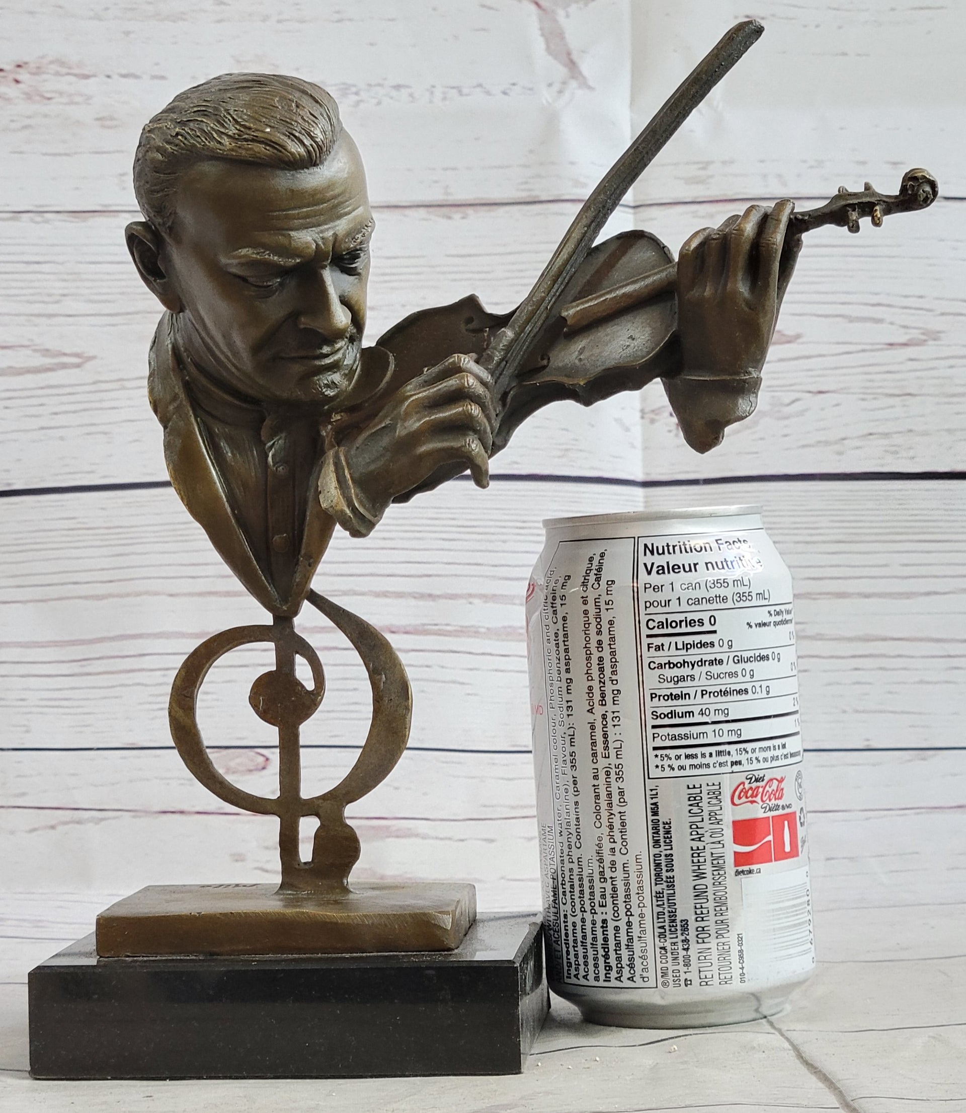 Signed Milo Abstract Man Playing Violin Bronze Bust Sculpture Marble B ...