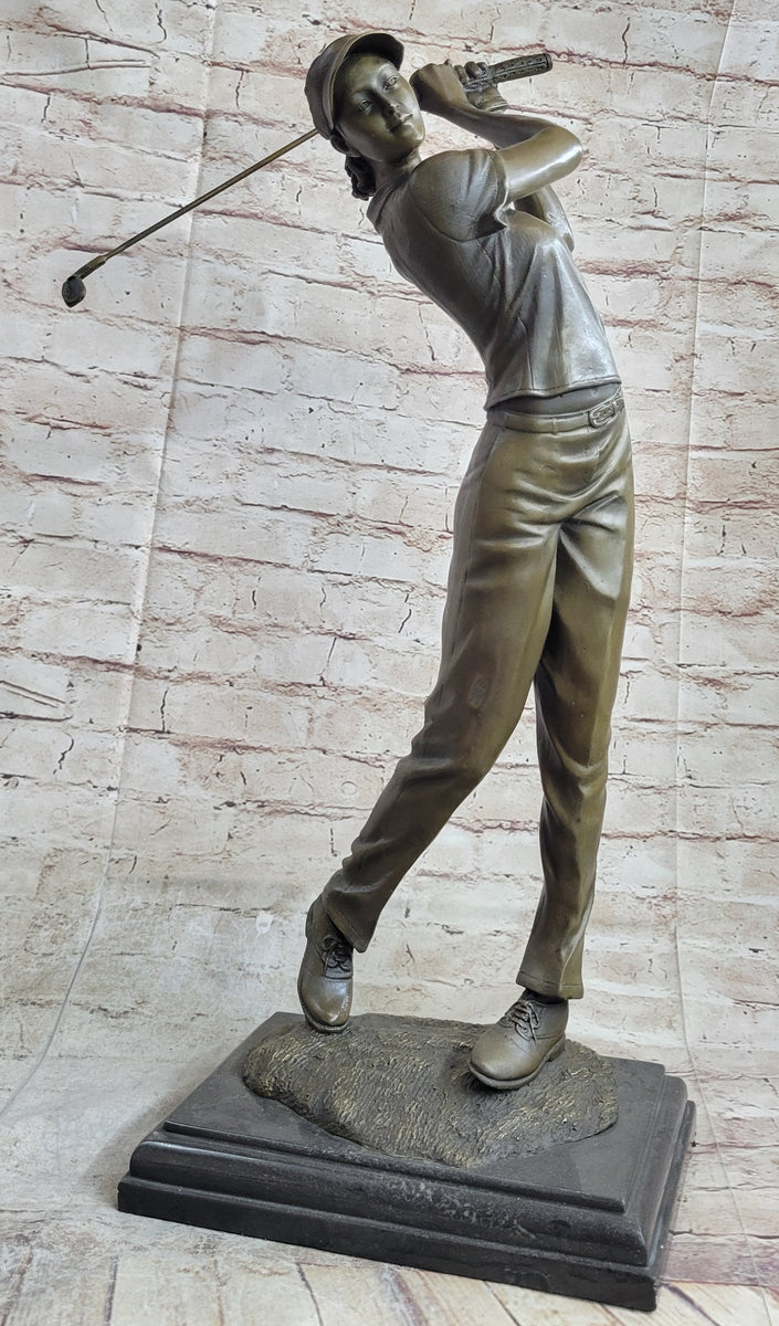 Extra Large Female Golfer Golf Sport Trophy Award Bronze Statue Sculpt ...