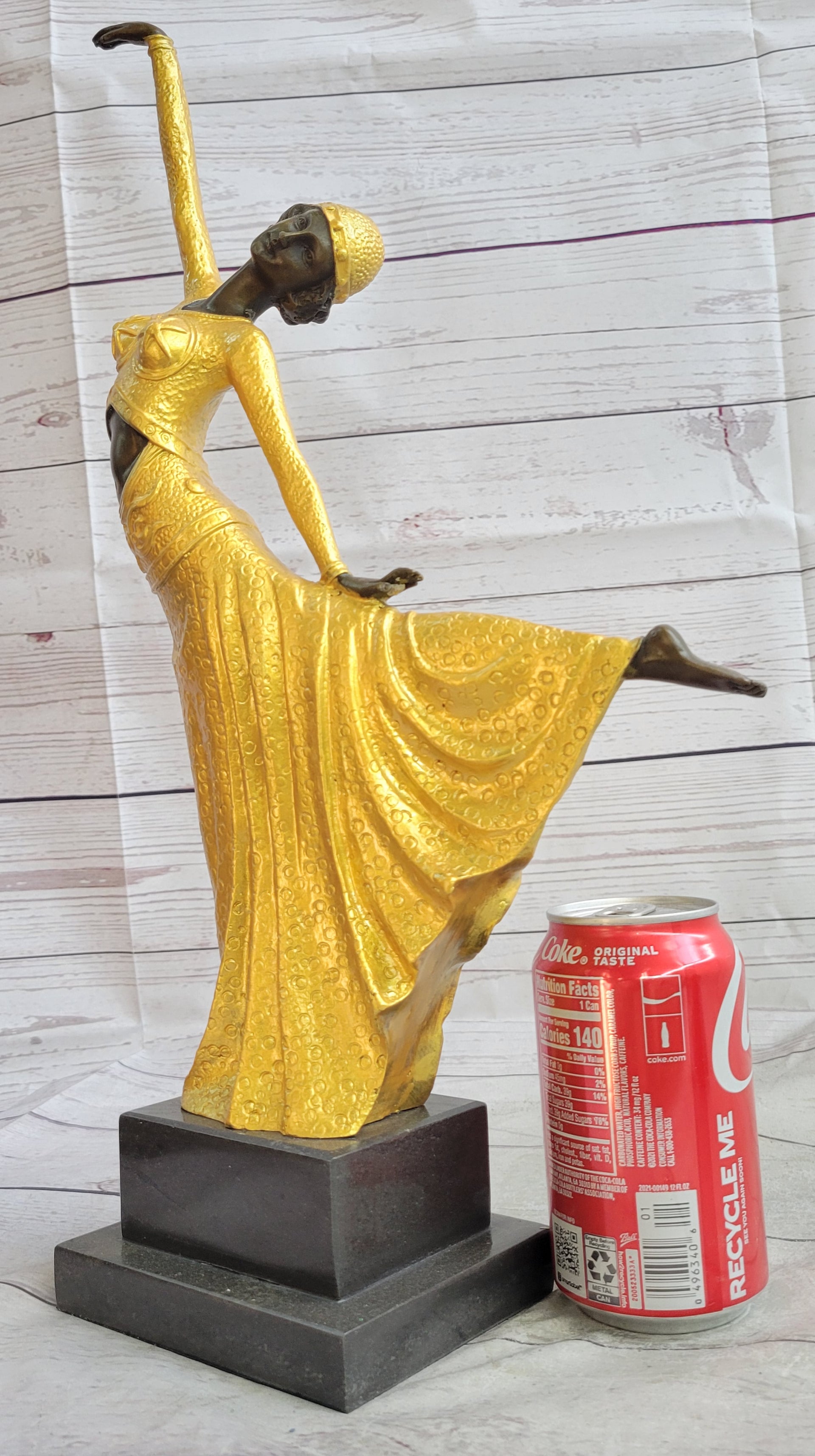Chiparus Arabesque Dancer Gold Patina Bronze Sculpture Statue Art Deco ...