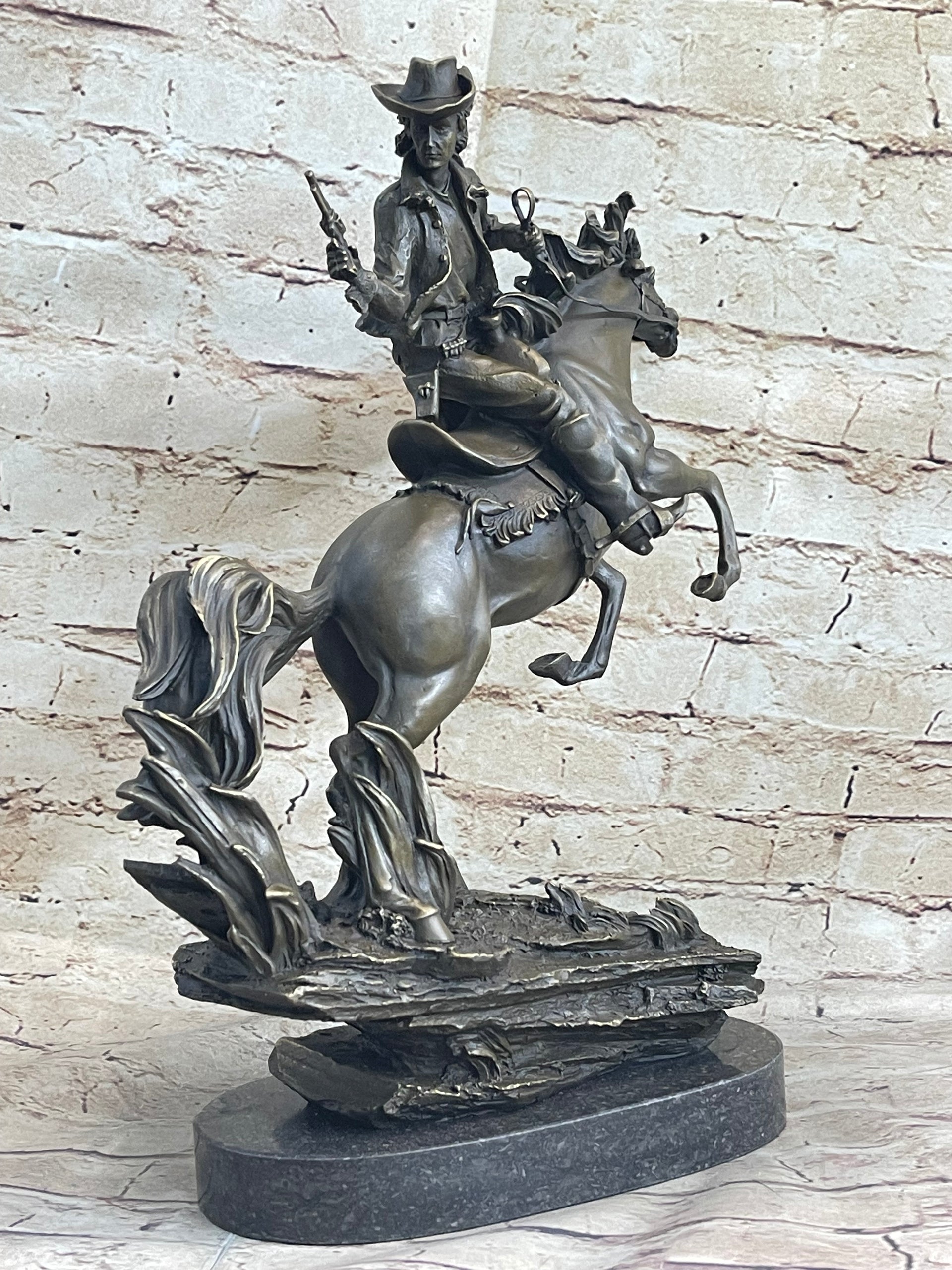 Original Kamiko Outlaw Wild West Bronze Marble Base Sculpture Statue F ...