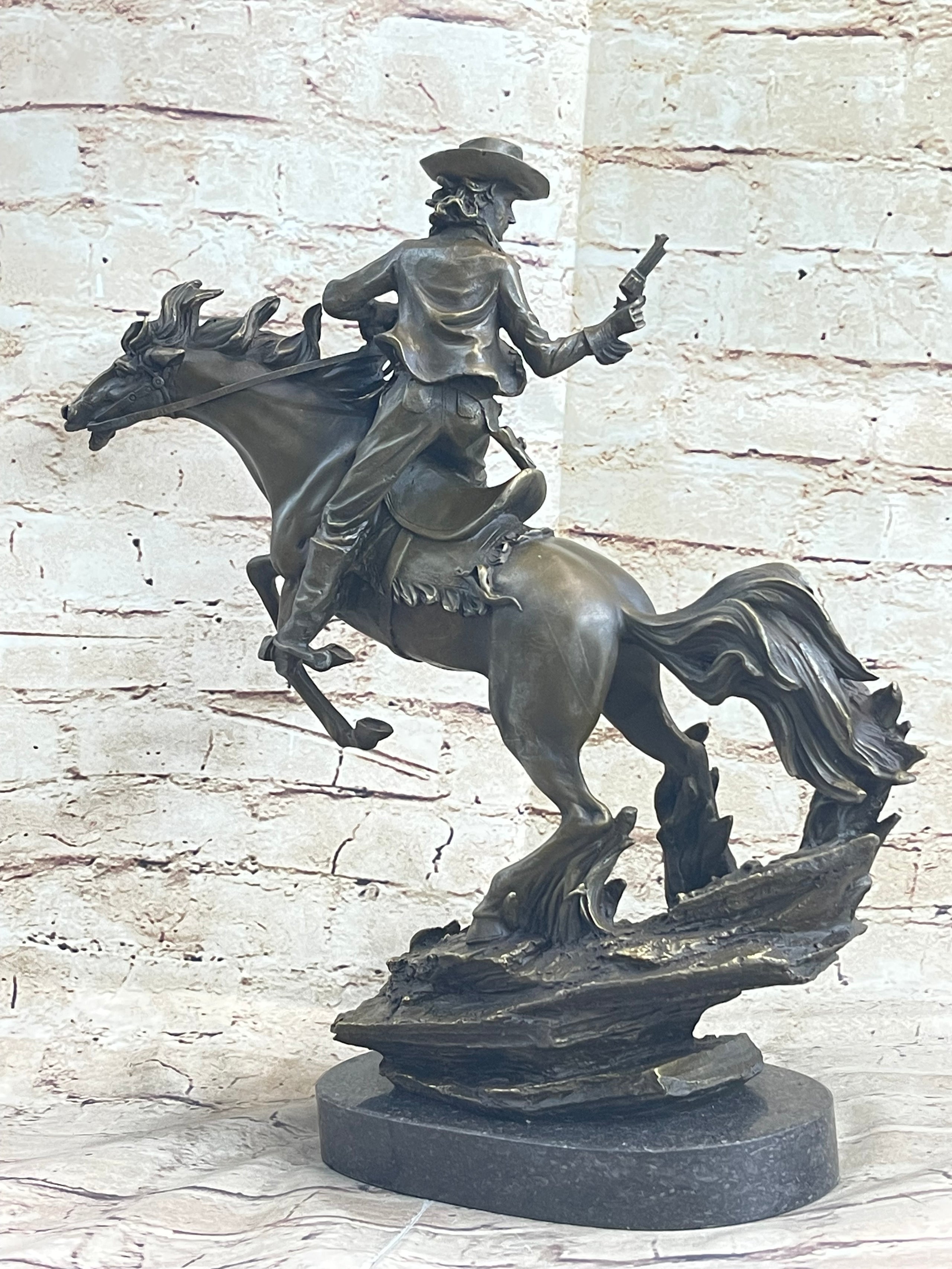 Original Kamiko Outlaw Wild West Bronze Marble Base Sculpture Statue F ...
