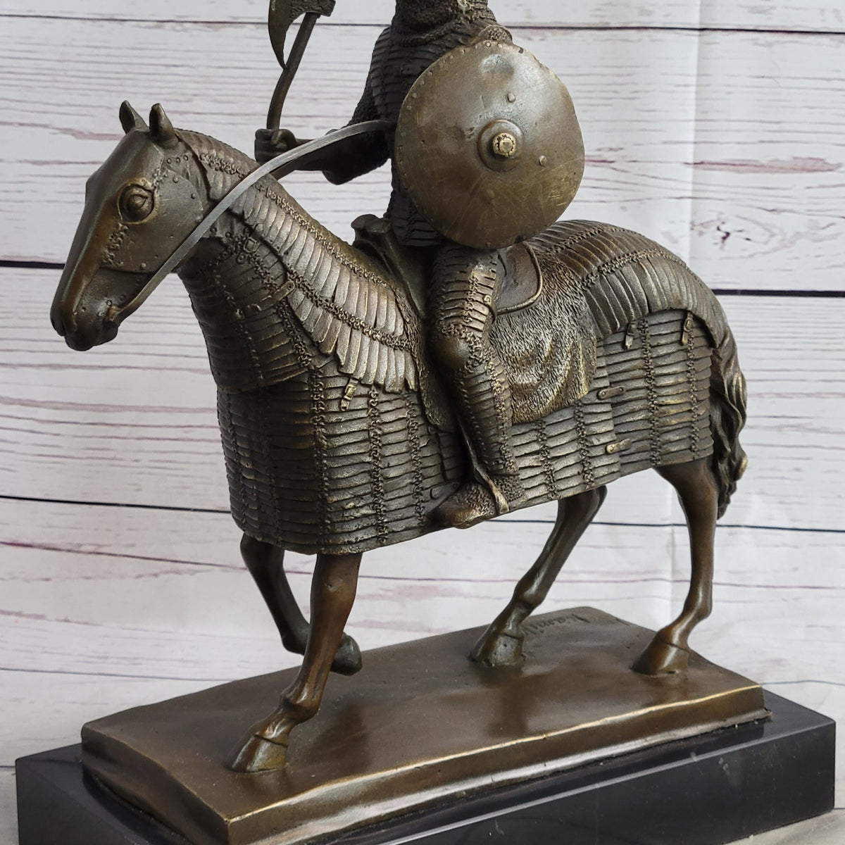 Medieval European Warrior Knight on Horseback Bronze Sculpture Statue ...