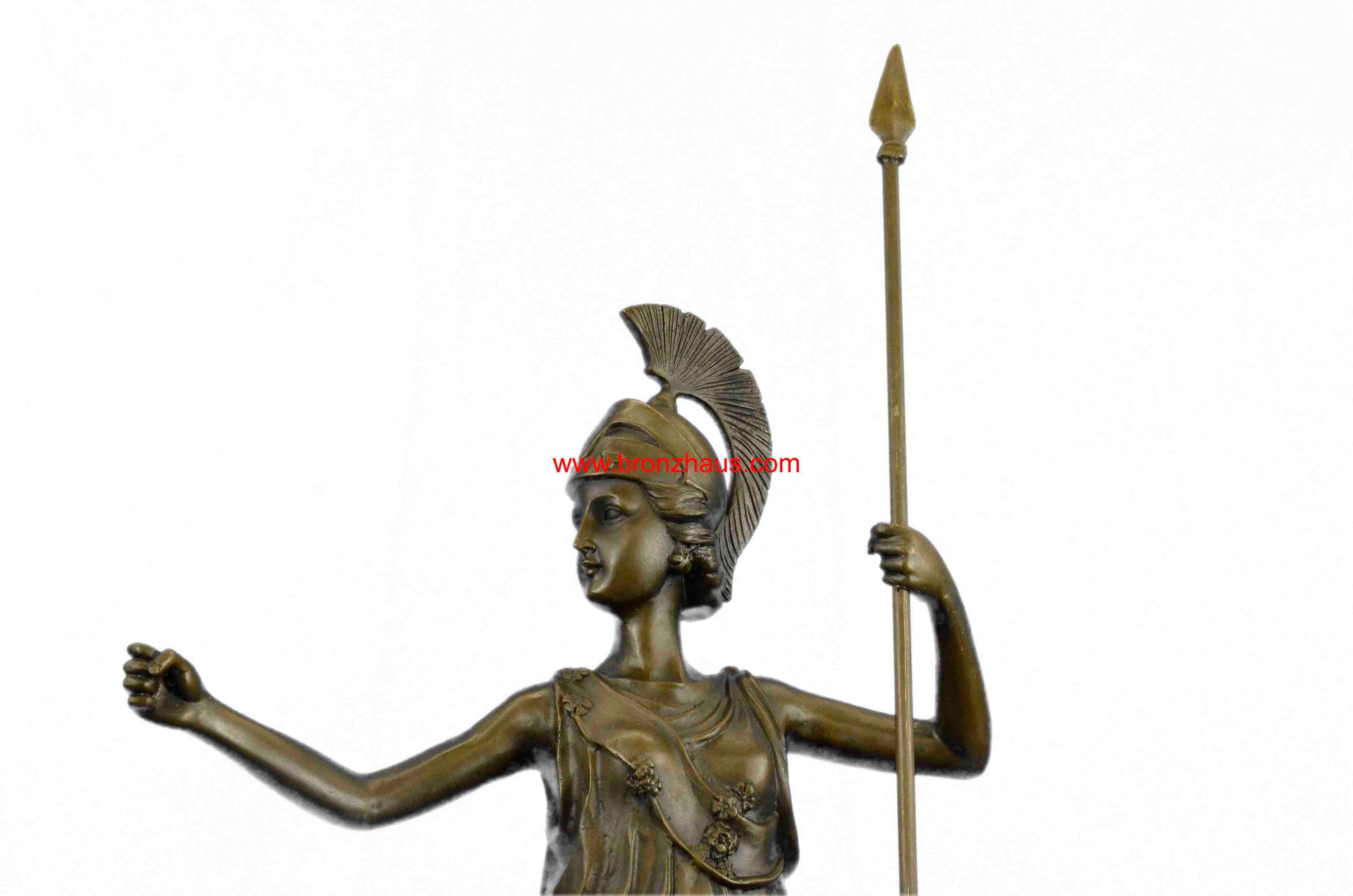 ANCIENT GREEK BRONZE MUSEUM STATUE REPLICA OF ATHENA W/ SPEAR & SHIELD ...