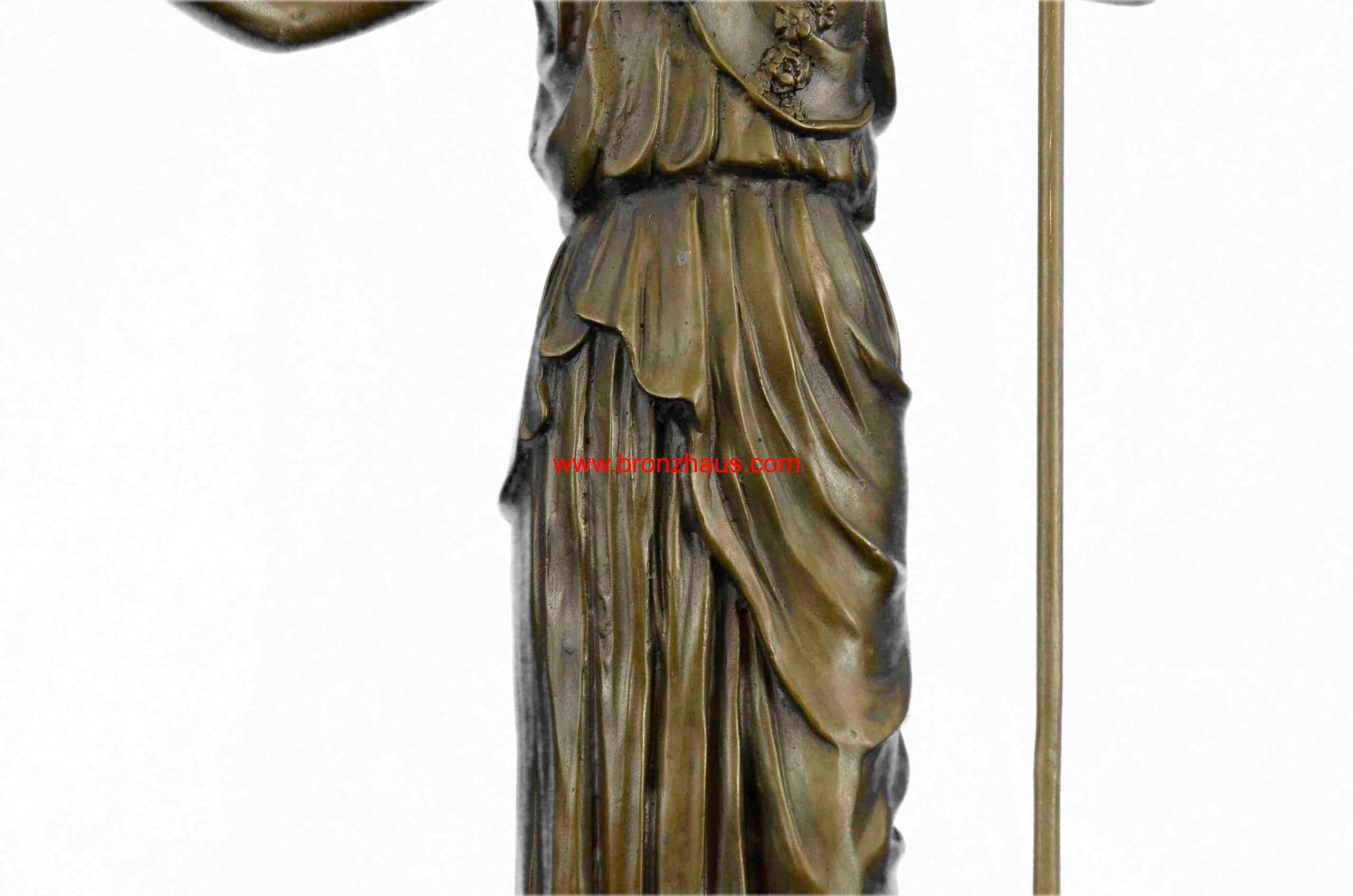 ANCIENT GREEK BRONZE MUSEUM STATUE REPLICA OF ATHENA W/ SPEAR & SHIELD ...