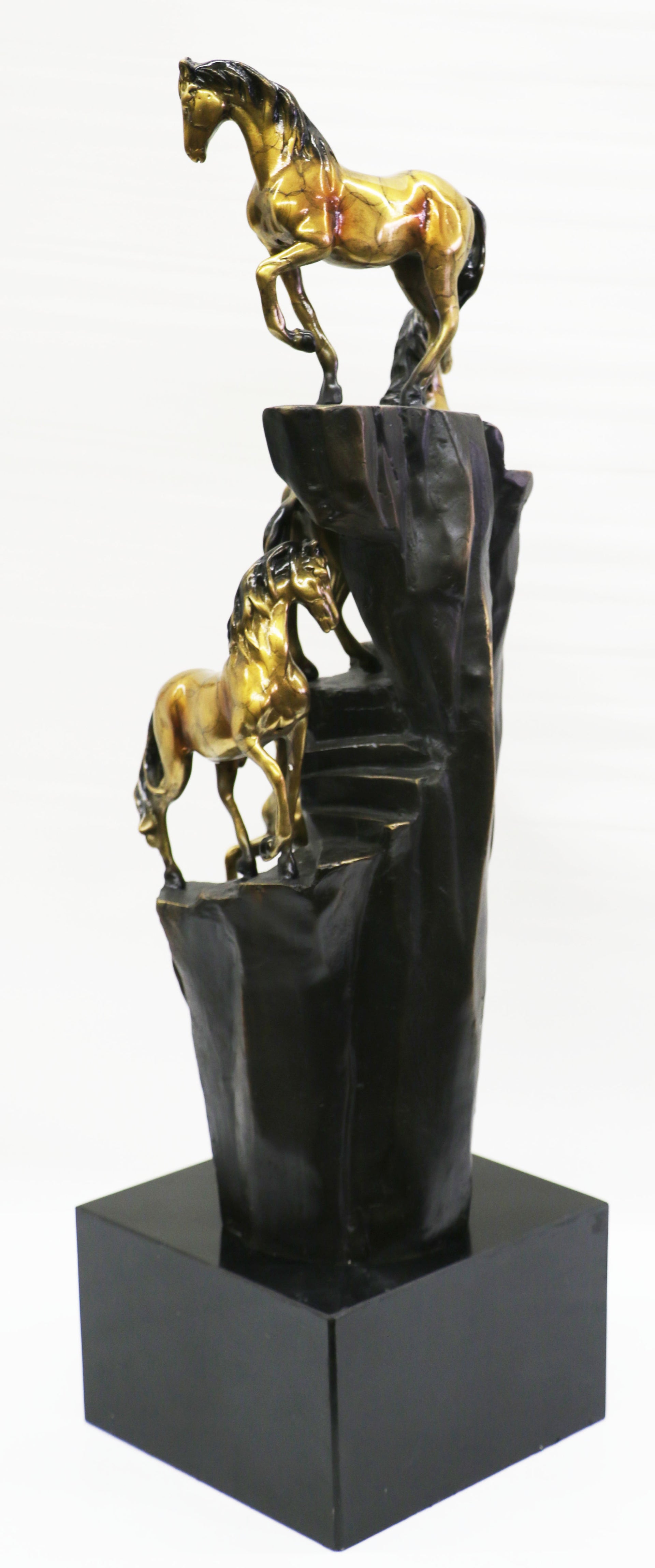 Hand Made Limited Edition four Galloping Horses Mustangs Bronze Sculpt ...