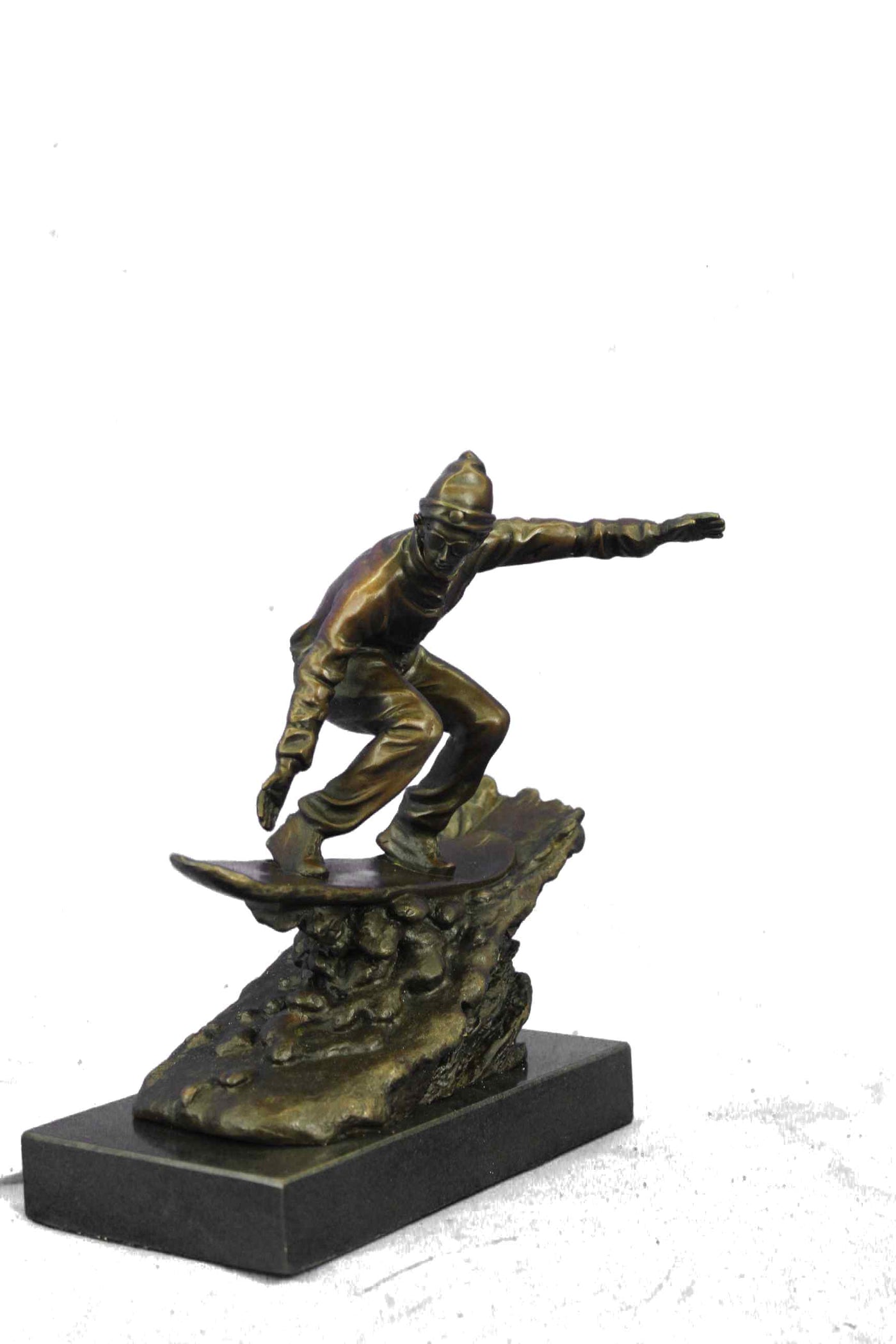 Real Bronze Marble Ski Snowboarder Winter Sport Figurine Sculpture Fig ...