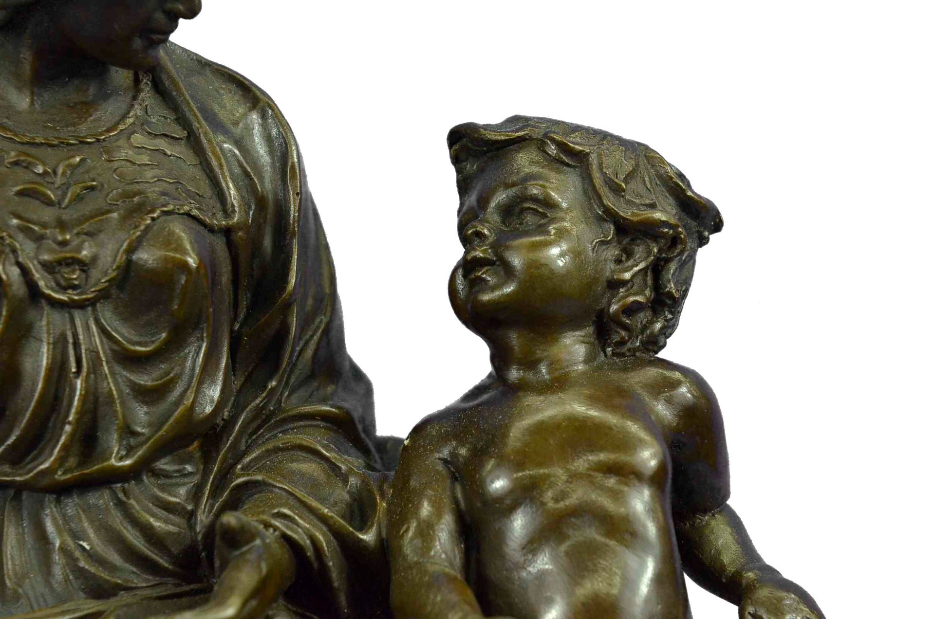 Roman Warrior W/ Child Bronze Marble Base Sculpture Figurine Figure ...